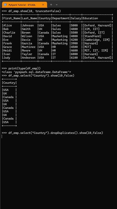 PySpark drop duplicates - 005 #pyspark - YouTube
