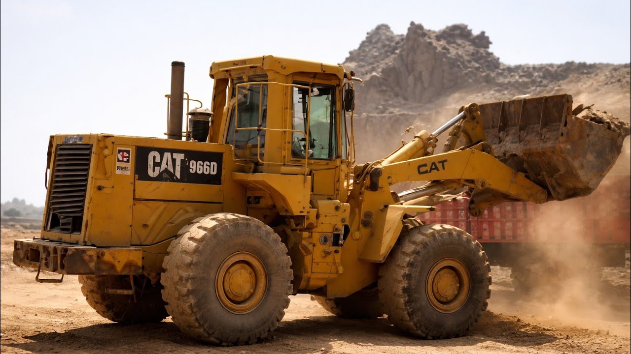 CAT 966D Heavy Loader Working in Stone Quarry | Extreme Machine Power ...