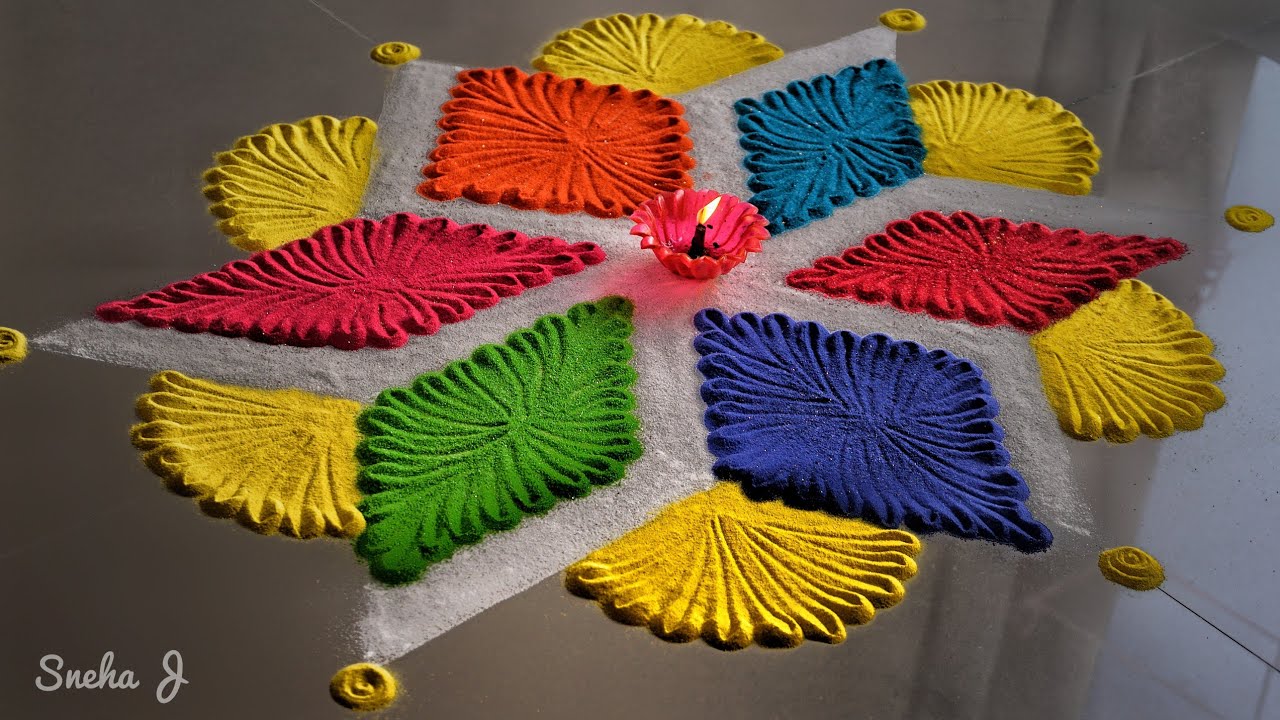 How to make beautiful unique and innovative rangoli designs - YouTube
