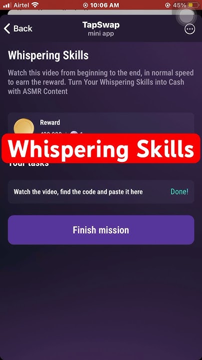 Whispering Skills | Tapswap code || tapswap code Whispering Skills #tapswap #tapswapcode - YouTube