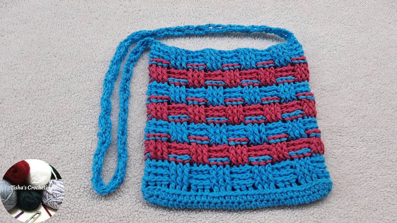 Crochet basket weave bag - YouTube