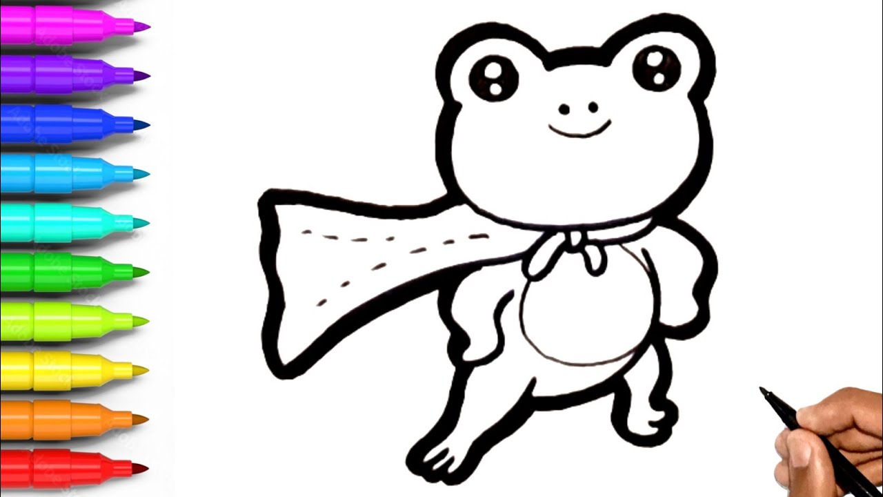 Superman Frog Drawing and Coloring for Kids Toddlers | How to Draw a ...