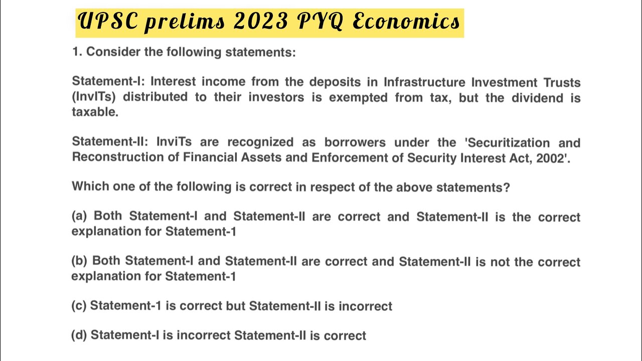 Economics PYQ Solved for UPSC Prelims 2023| Indian Economy | UPSC ...