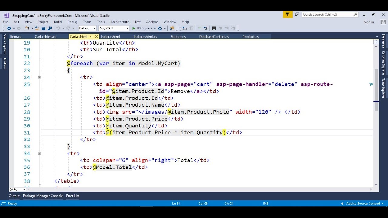 Build Shopping Cart In Asp Core Razor Pages And Entity Framework