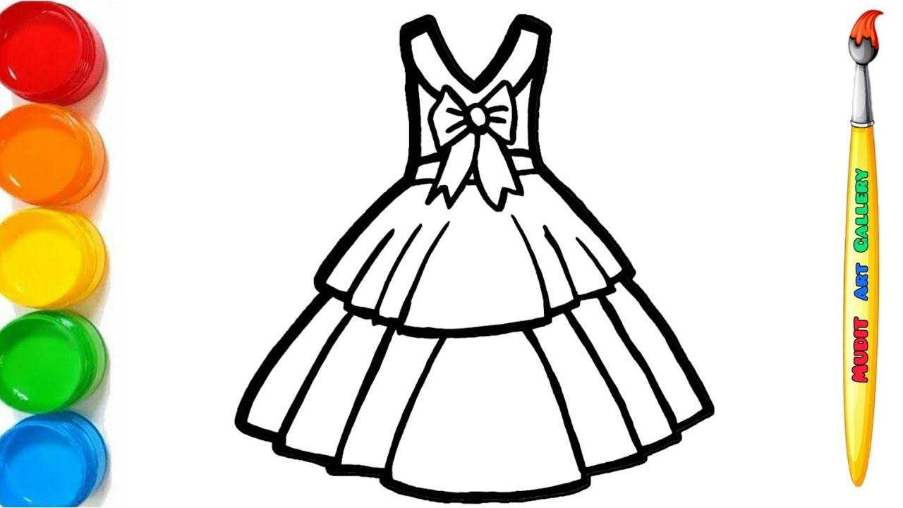 How to draw cute Doll dress || Drawing and painting ||How to draw - YouTube