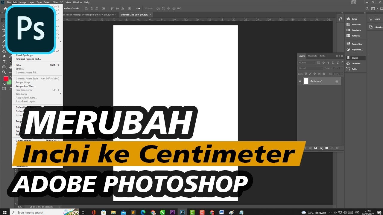 Cara Merubah Ukuran Inchi ke Centimeter di Photoshop | Tutorial On ...