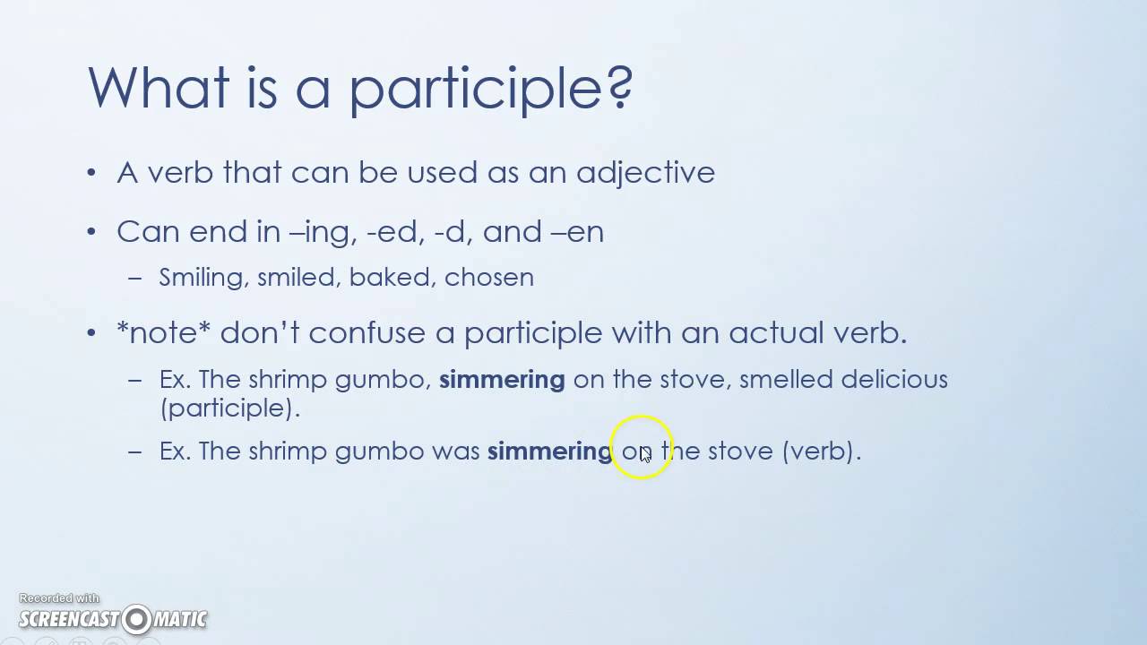 Partiples & Participial Phrases - YouTube