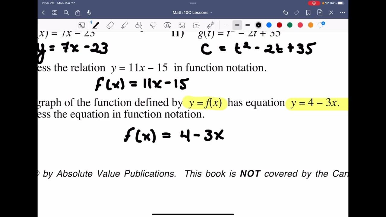 Math 10c Unit 3 Relations And Functions L9 Function Notation Part Ii