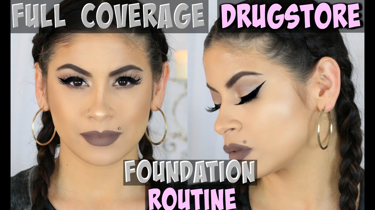 Full Coverage Drugstore Foundation Routine Youtube