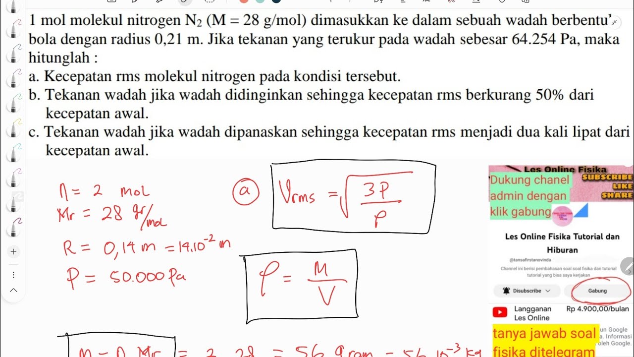 menghitung kecepatan rms atau kecepatan akar kuadrat rata rata molekul ...
