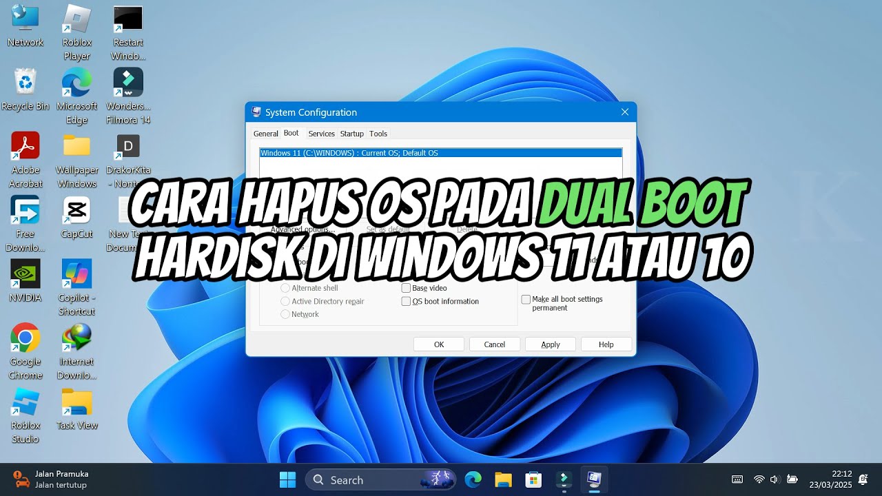 Cara Hapus OS pada Dual Boot Hardisk di Windows 11 atau 10 - YouTube