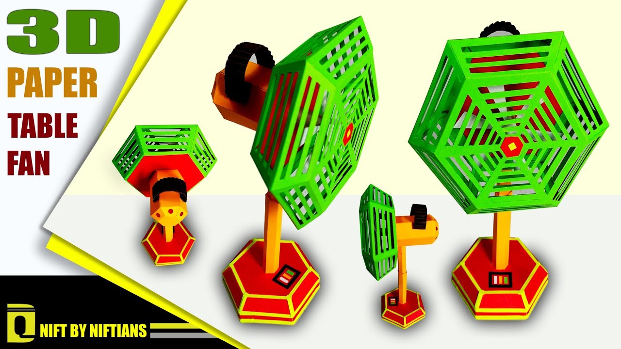 PAPER ADJUSTABLE TABLE FAN | 3D Paper Craft [Dezine Quest] - YouTube