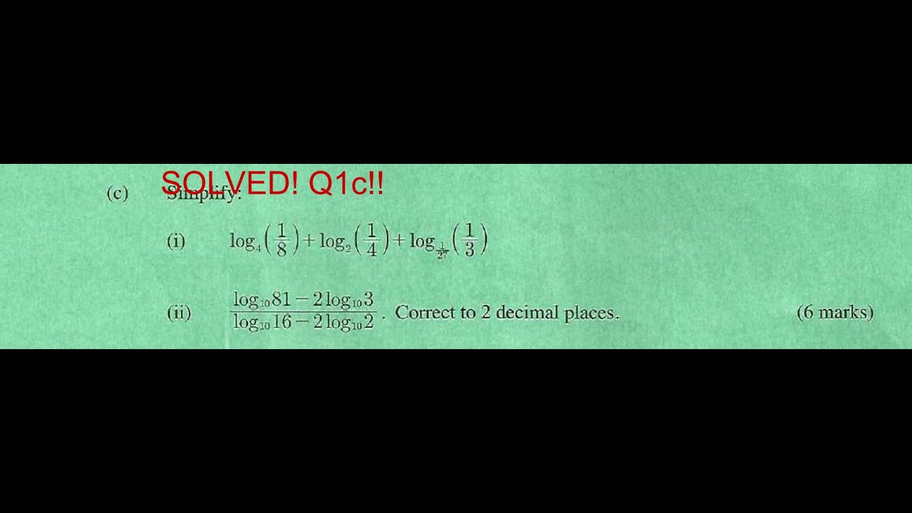 Knec Question Engineeering Mathematics 1 Logarithms -June 2022 Question ...