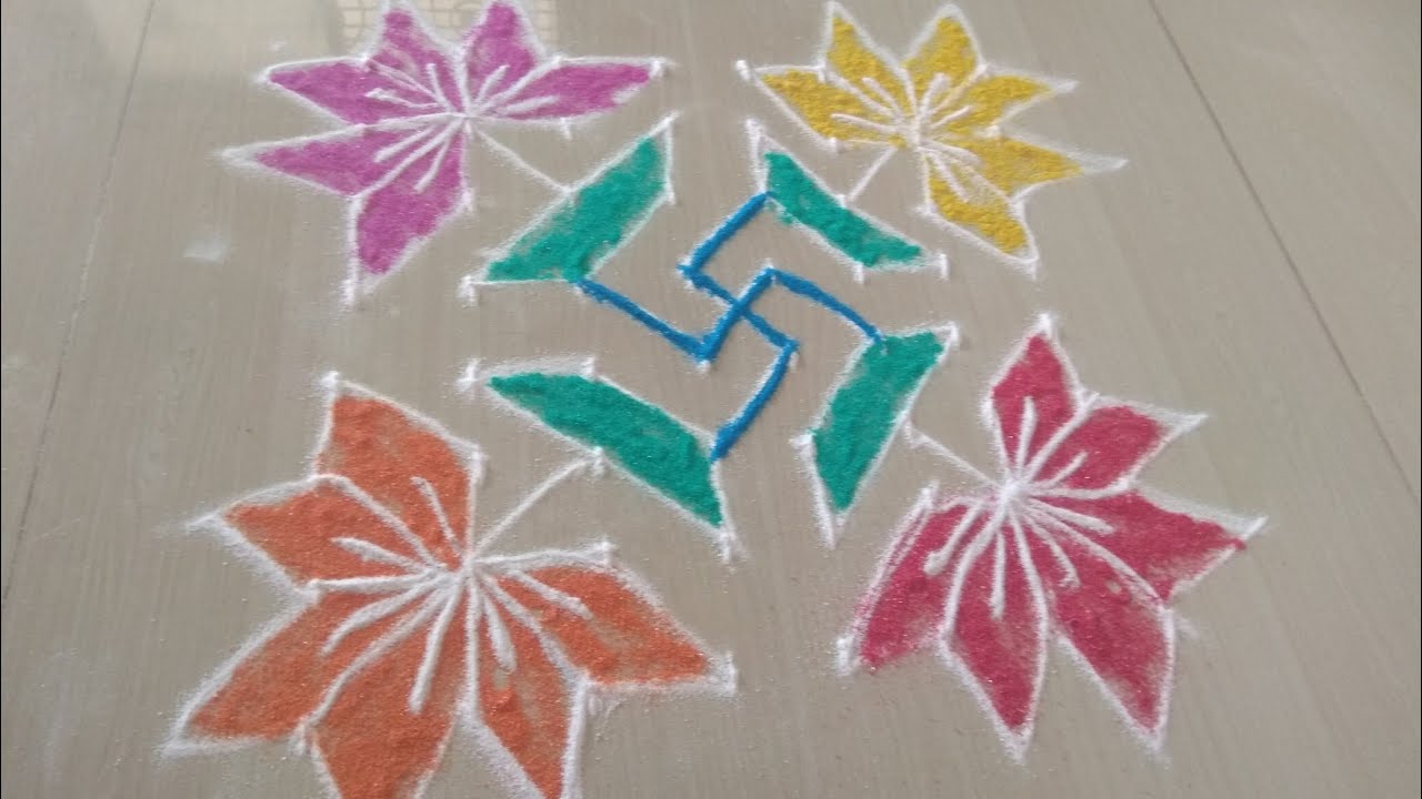 6 to 6 dots beautiful rangoli - YouTube