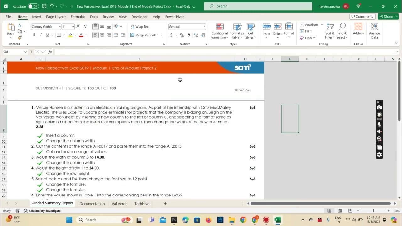 New Perspectives Excel 2019 | Module 1 End of Module Project 2 | Ortiz ...