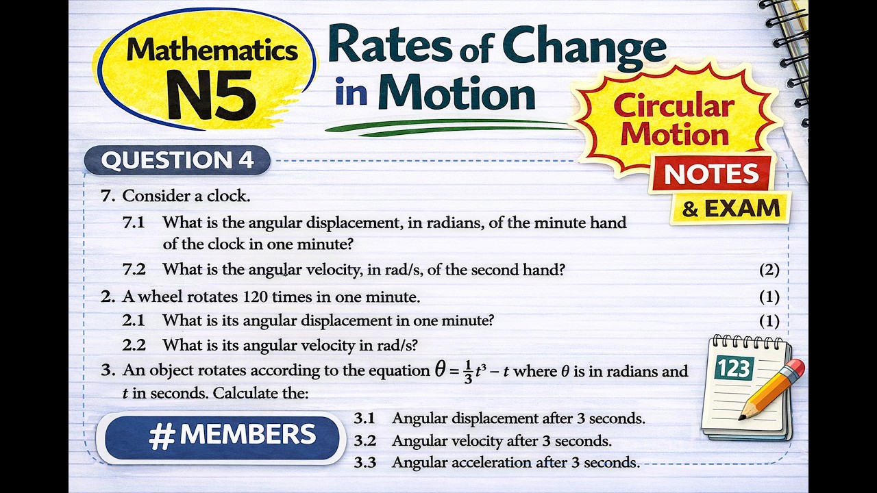 Mathematics N5 Rates of change in Motion - Circular Motion NOTES and ...