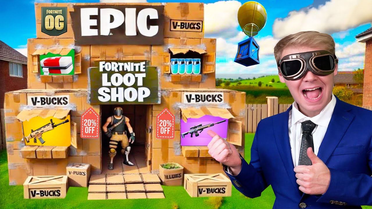 BUILDING CARDBOARD FORTNITE Chapter 2 Remix LOOT STORE! - YouTube