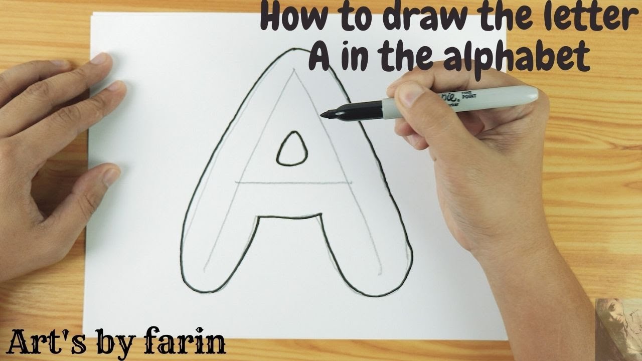 How to draw the letter A in the alphabet || draw the letter A and color ...