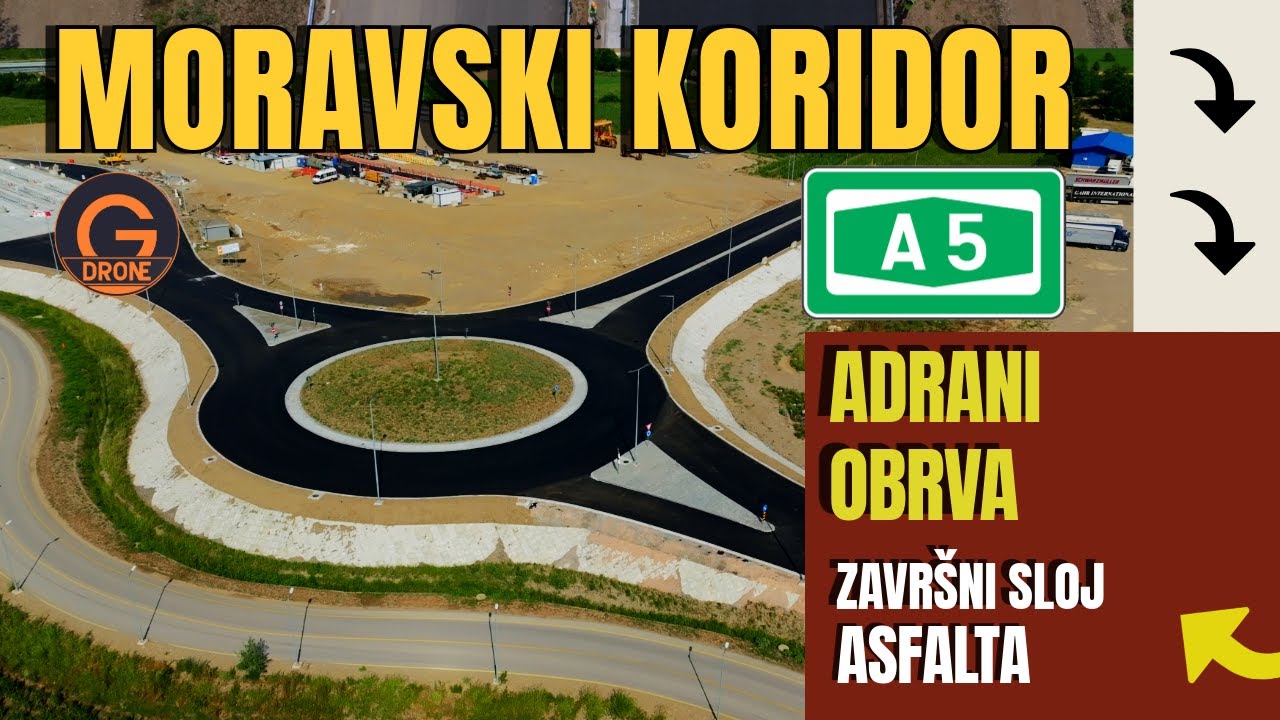 Moravski koridor : Adrani - Miločaj završni sloj asfalta - YouTube