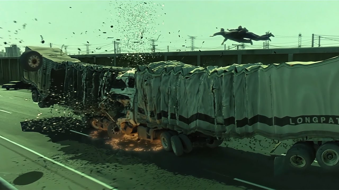 AI Slow Mo The Matrix Reloaded Crash (Forwards & Backwards) - YouTube