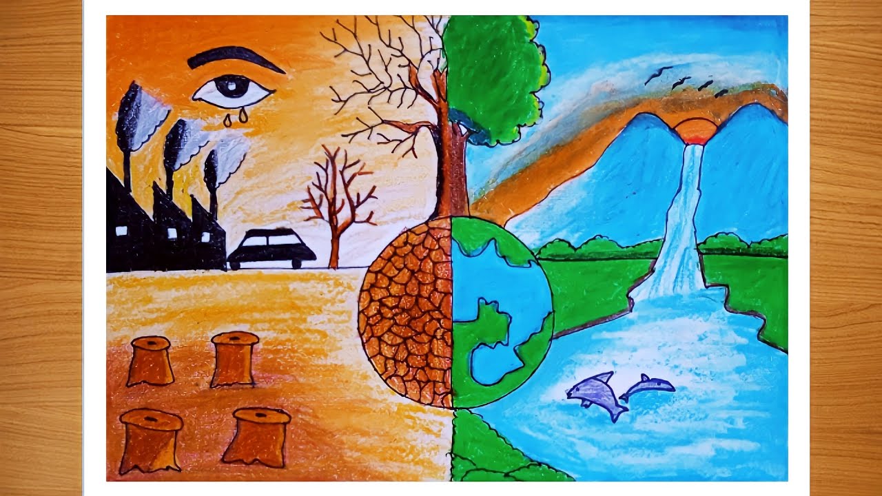 How to Draw World Environment Day poster Save Nature Drawing Easy ...