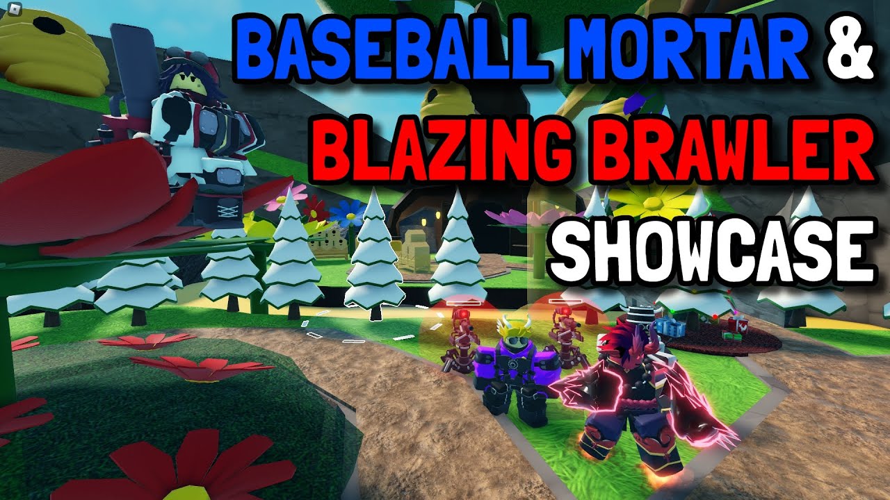 NEW BASEBALL MORTAR & BLAZING BRAWLER SKIN SHOWCASE | ROBLOX TOWER ...