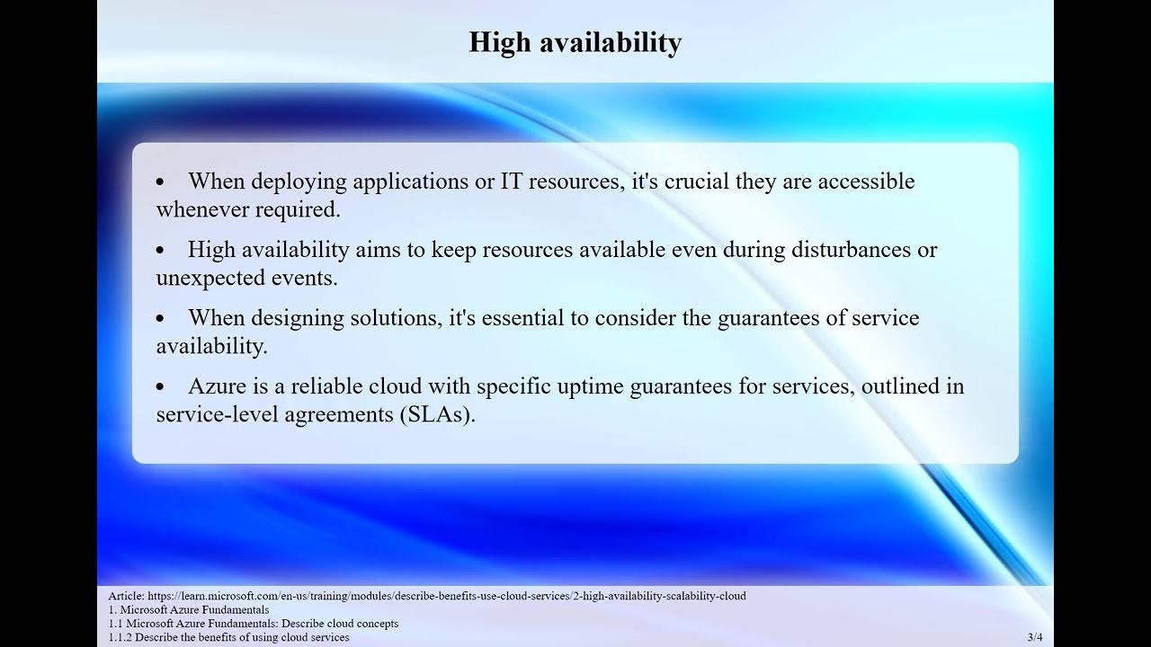1.1.2.2 Describe the benefits of high availability and scalability in ...