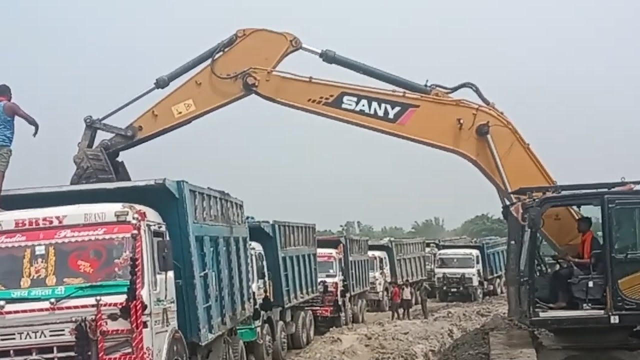 jcb sany 3dx eco loading tata dumper truck ! jcb backhoes loading ! jcb ...