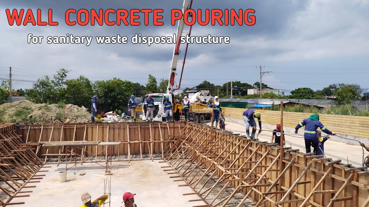Wall Concrete Pouring for sanitary waste disposal - YouTube