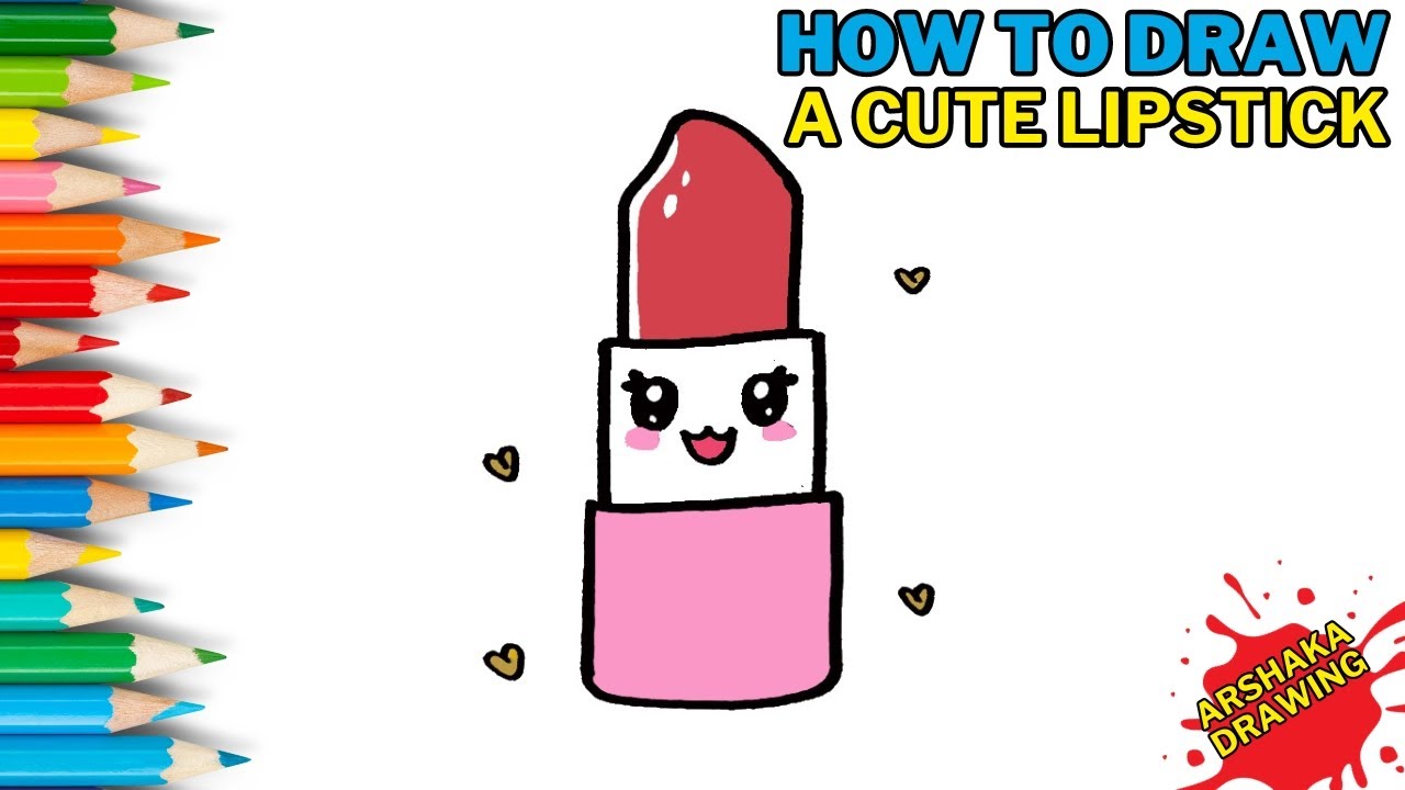How to Draw and Color Cute Lipstick Easy Step by Step | Kawaii Drawing ...
