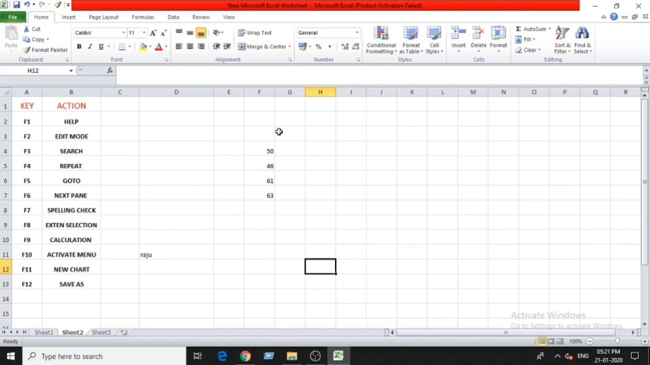 Excel shortcut keys f1 to f12 || Excel keys f1—f12 || - YouTube