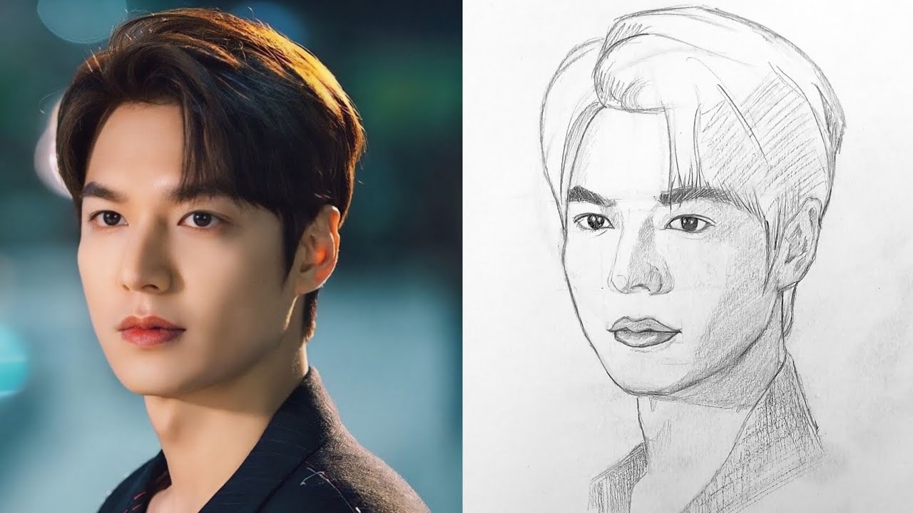 WOW, VERY EASY - Lee min ho drawing step by step - loomis method ...