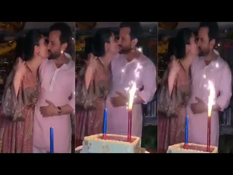 Kareena Kapoor KISSING Saif Ali Khan On His 50th Birthday Celebrations || NSE