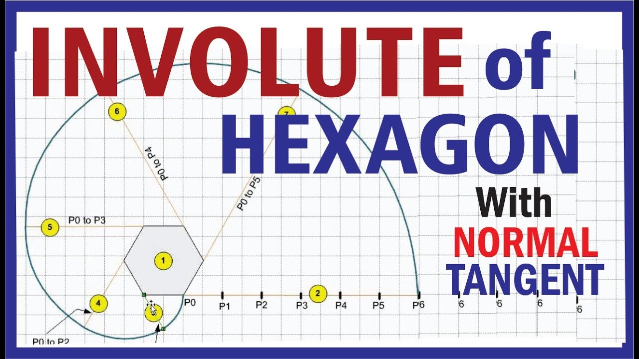 (Hindi) Involute of HEXAGON with Normal & Tangent #Engineering Drawing ...