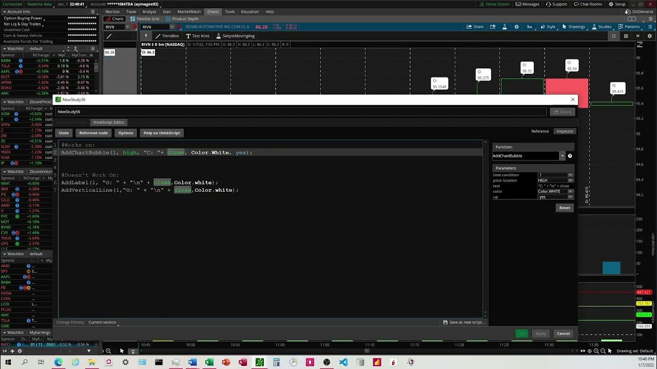 How to Add a Line Break to Chart Bubbles Inside ThinkOrSwim - YouTube