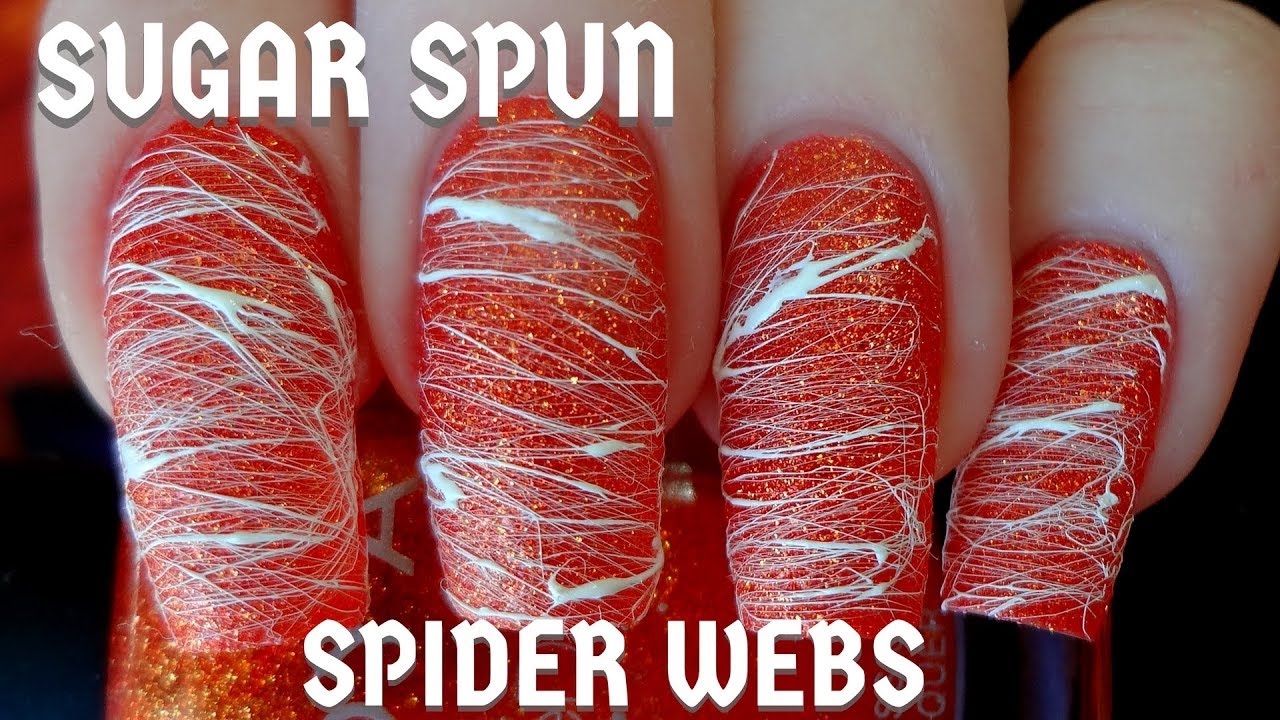 Easy Textured Sugar Spun Spider Webs DIY Nail Art Tutorial - YouTube