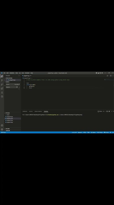 How To Print Number From 1 To 100 Using While Loop Python Shorts Programming Pythoncoding