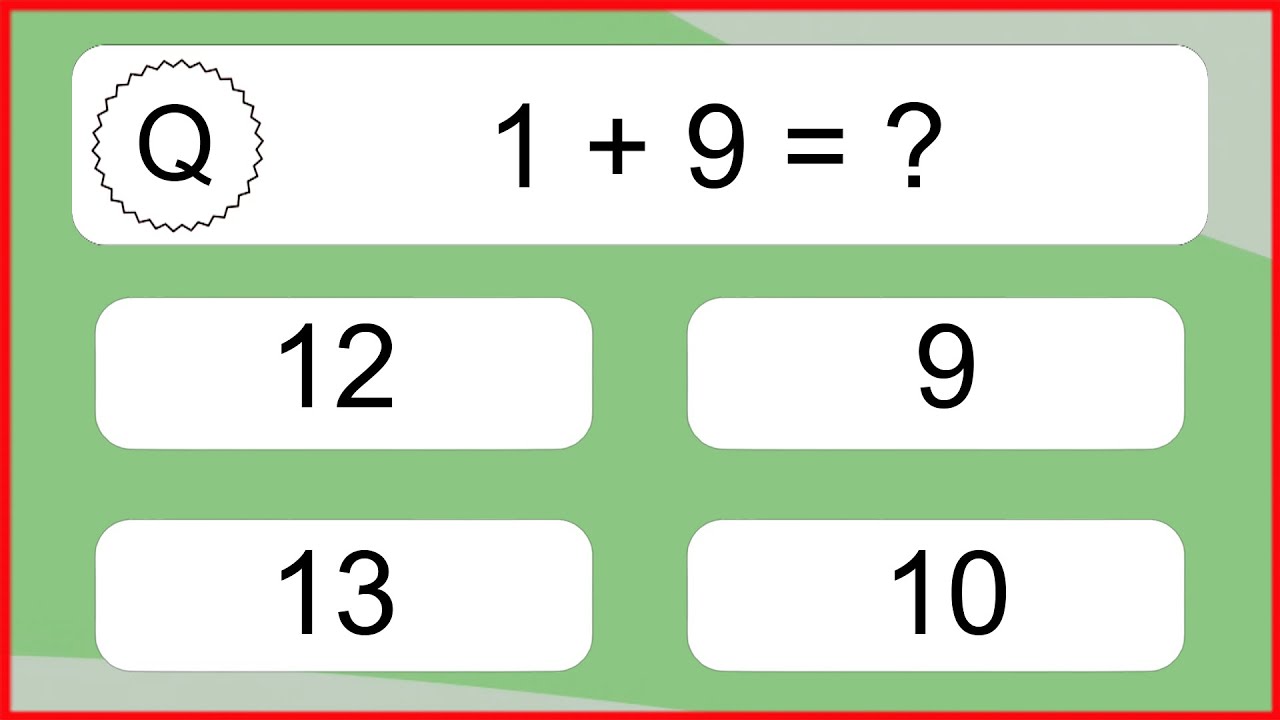 20 Math Quiz Exercises for First Grade Kids (One Digit Addition) - YouTube