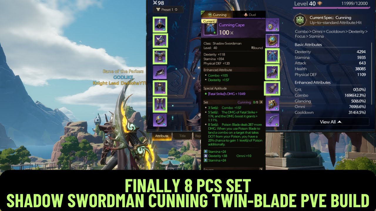 COMPLETE 8 PCS SET SHADOW SWORDMAN CUNNING TWIN-BLADE PVE BUILD ...
