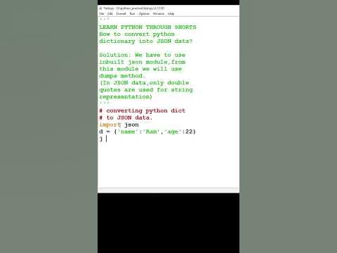 how to convert python dictionary into json data #shorts #python #json # ...