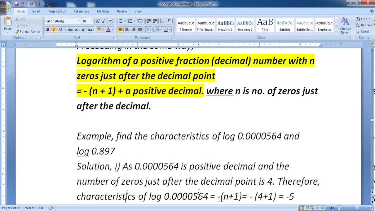 Characteristics of log - YouTube