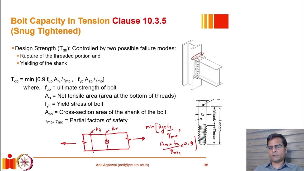 Design of friction grip bolts in shear and design of bolts in tension - YouTube