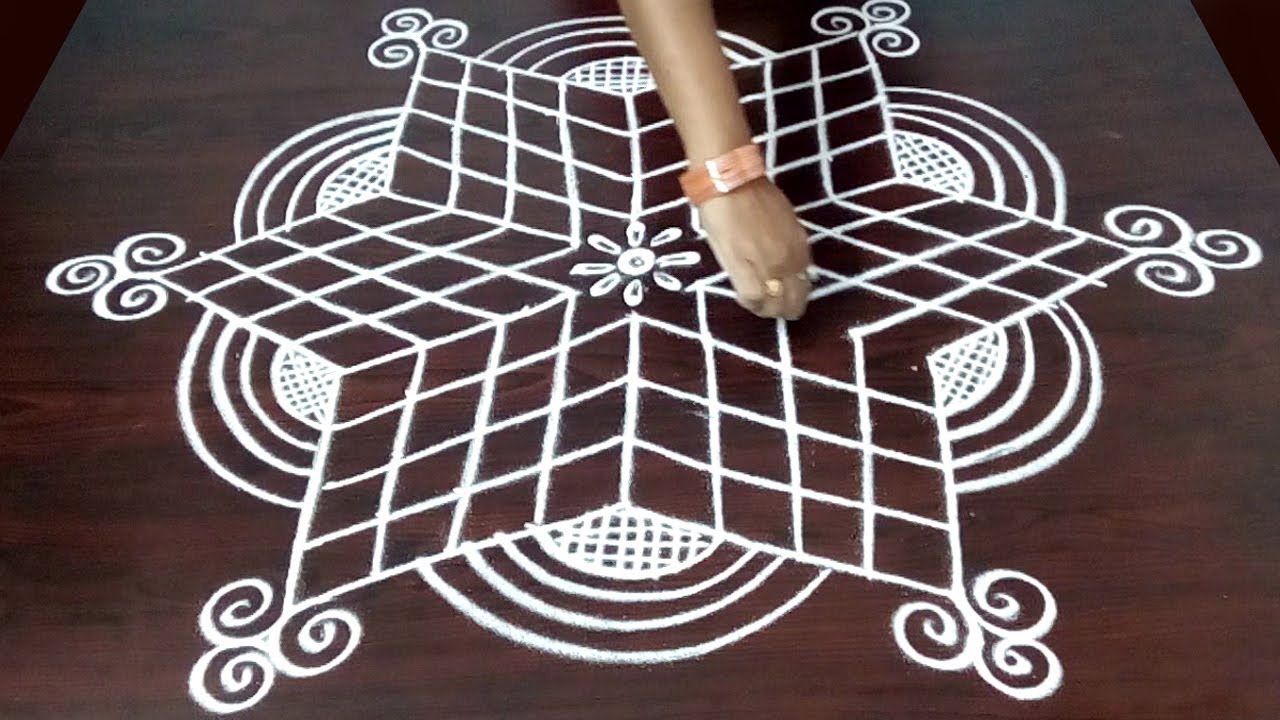 Star Kolam Design 9 x 5 || Friday Kolam || Geethala Muggulu || Fashion ...
