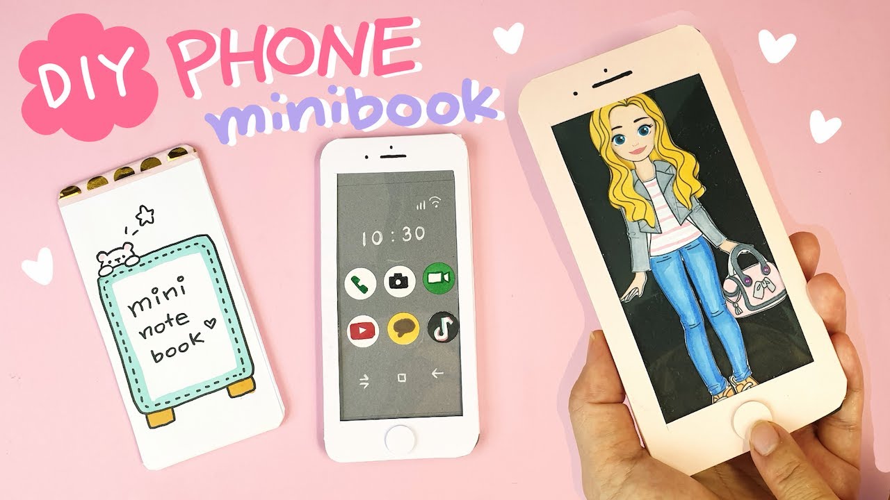 DIY how to make paper mobile phone mini notebook / paper dolls and ...