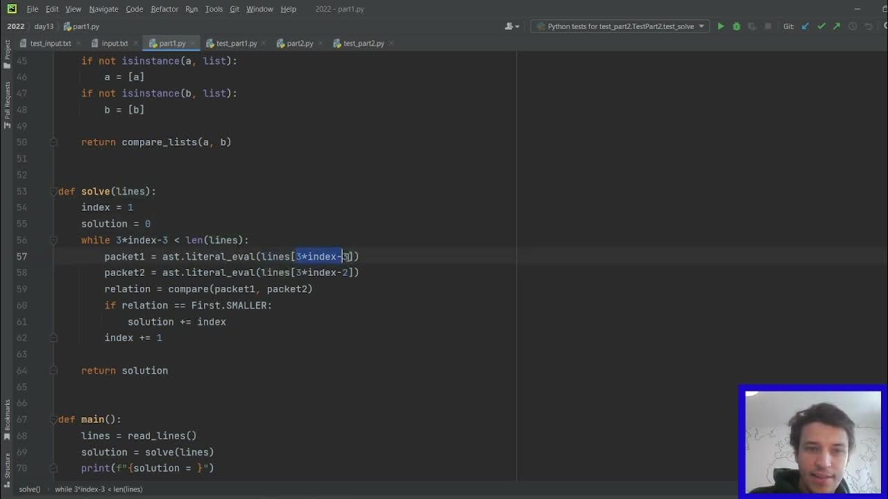 Advent of Code 2022, Day 13, Python Solution - YouTube