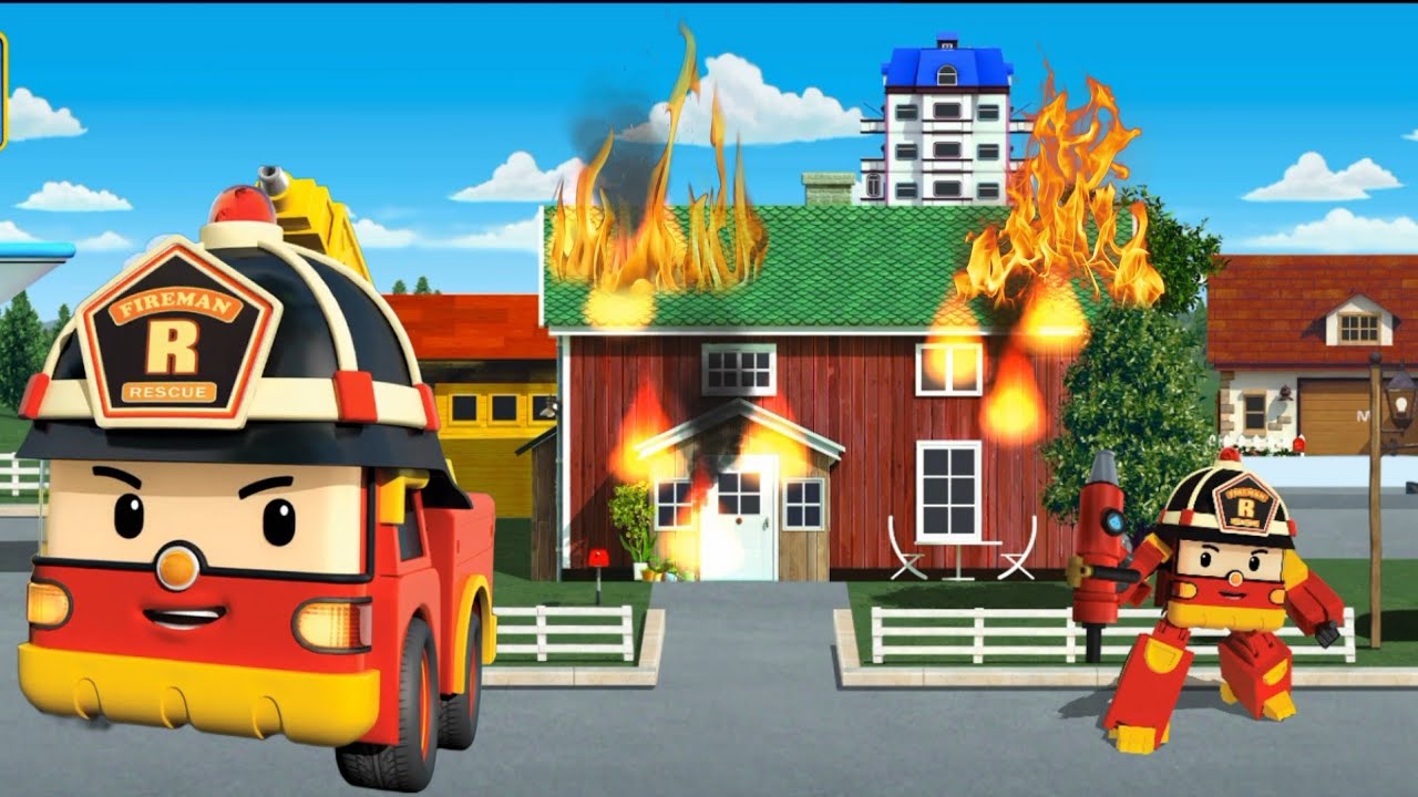 ROBOCAR POLI : ROY PUT OUT THE FIRE HOUSE | PADAMKAN KEBAKARAN | ROBO ...