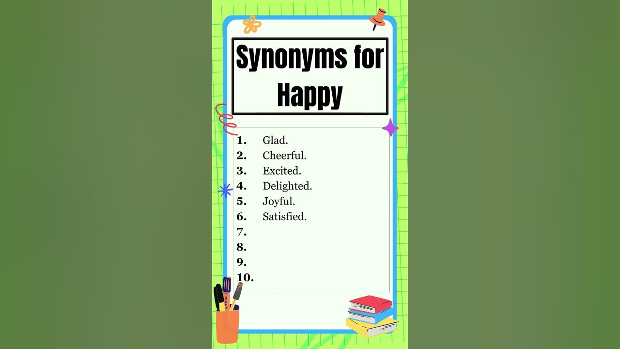 Synonyms | Synonyms for Happy | English Grammar | The Study Corner | # ...