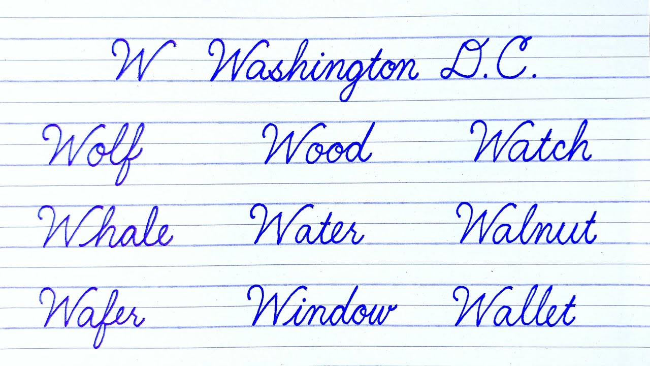 How to write English capital letter W | Cursive writing | Cursive ...