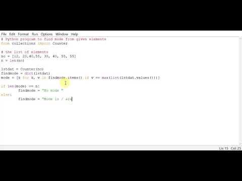 Python program to find mode from given elements - YouTube
