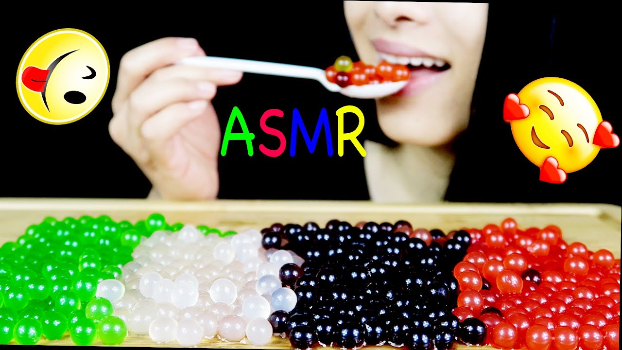 ASMR EATING*Colorful Popping Boba*(No Talking) EATING SOUNDS - YouTube